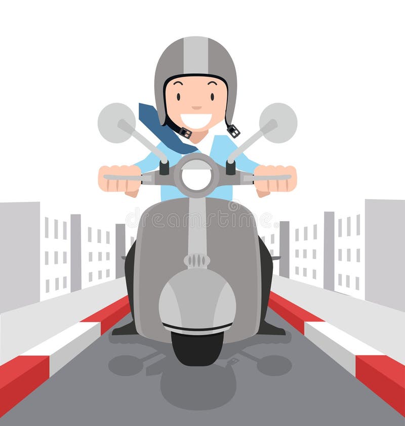 Businessman Driving His Motorbike Going To Work Stock Vector ...