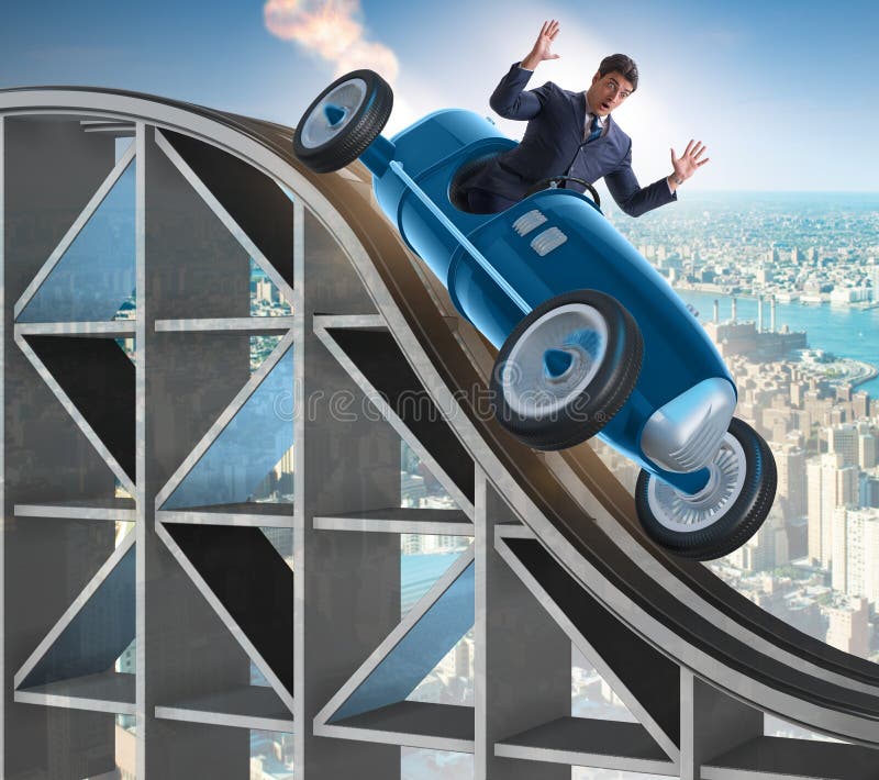 Businessman Driving Sports Car on Roller Coaster Stock Image - Image of ...