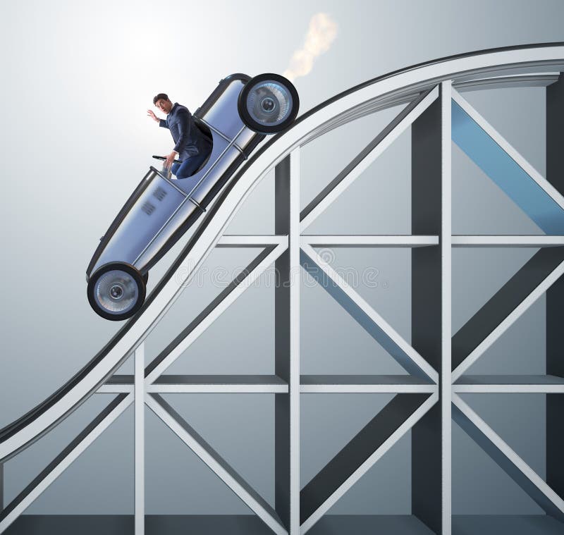 Businessman Driving Sports Car on Roller Coaster Stock Photo - Image of ...