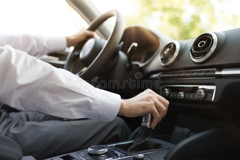 Businessman Driving To Work Stock Photo - Image of executive, manual ...