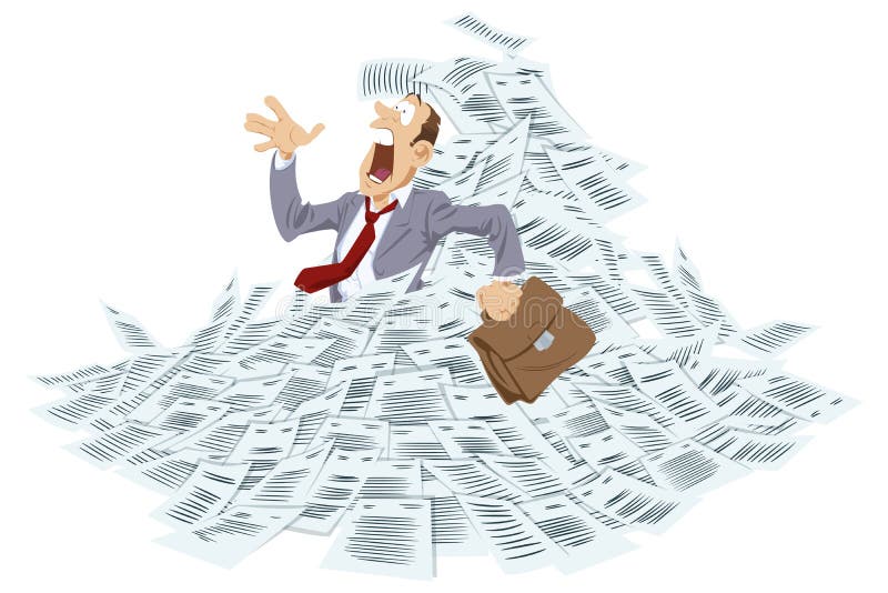 Businessman is Drowning in Storm from Documents Stock Vector ...