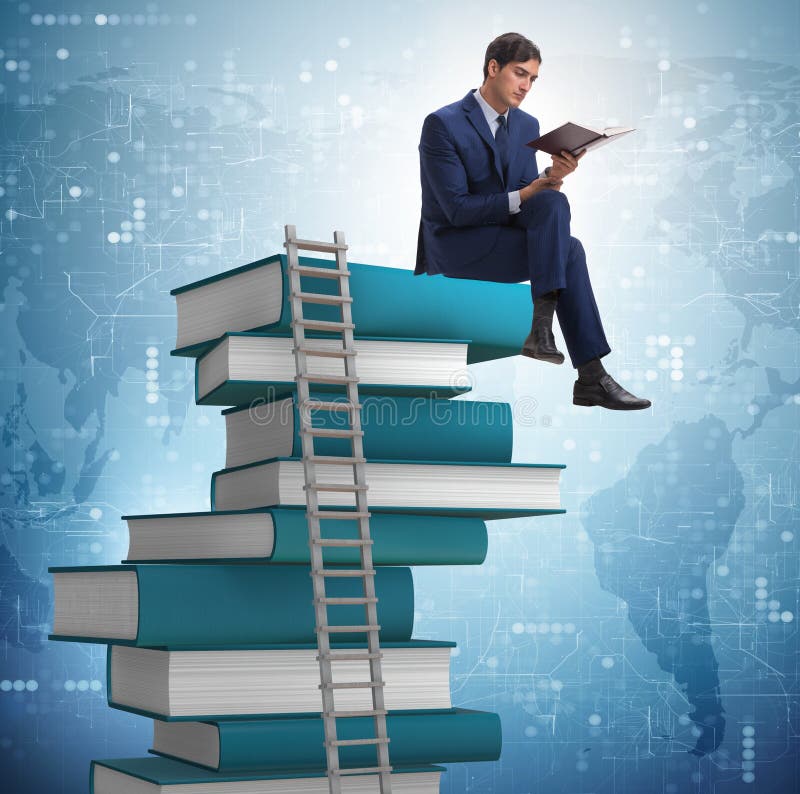 Businessman in Education and Learning Concept Stock Illustration ...