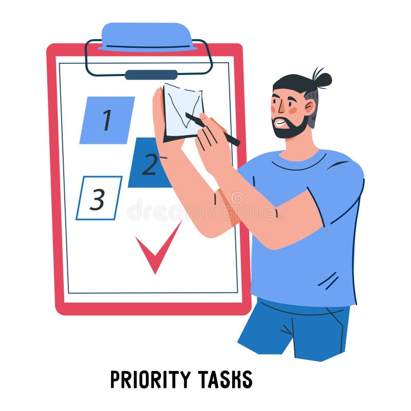 Businessman Effectively Organizes the Workflow and Tasks Priority, Flat ...
