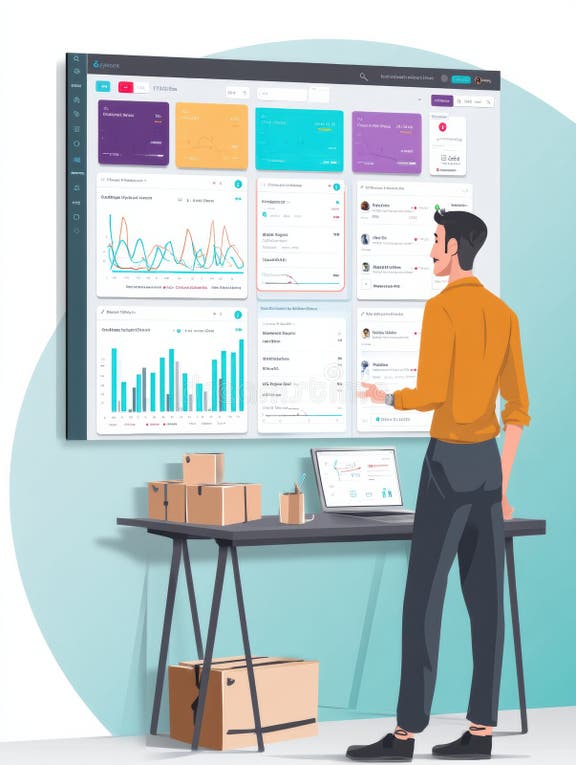 Businessman Efficiently Tracking Multiple Orders Using Dashboard User ...