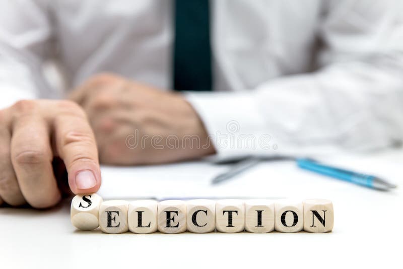Businessman or Election Worker Changes the Word Election To Selection ...