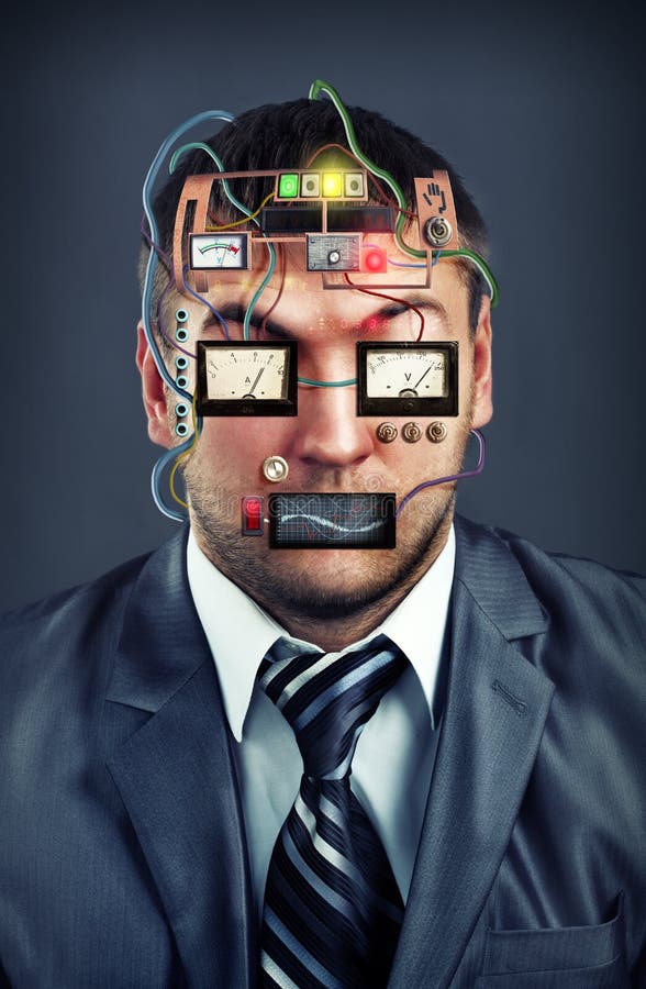 Businessman with Electric Devices instead of Face Stock Image - Image ...
