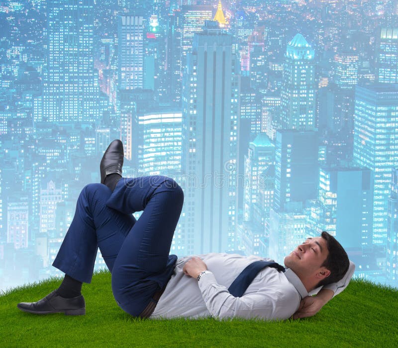 Businessman Employee Enjoying Time Off Work Stock Photo - Image of ...