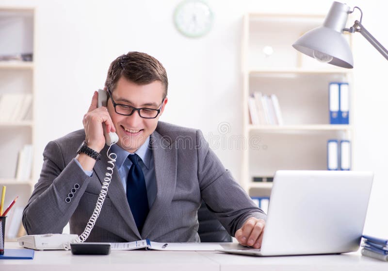 Businessman Employee Talking on the Office Phone Stock Photo - Image of ...