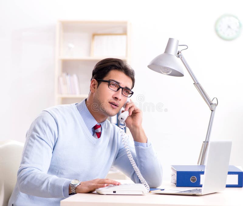 Businessman Employee Talking on the Office Phone Stock Image - Image of ...