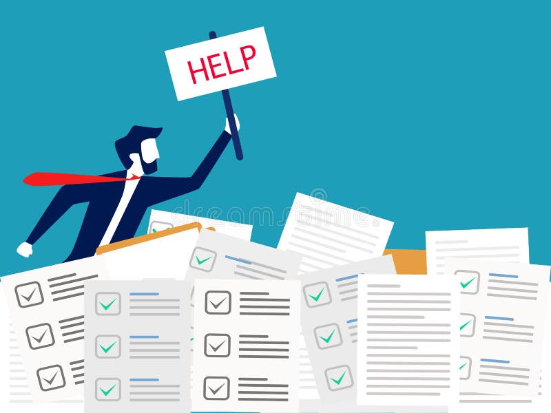 Businessman Employees in Paperwork Need Help. Hard Work and Busy ...