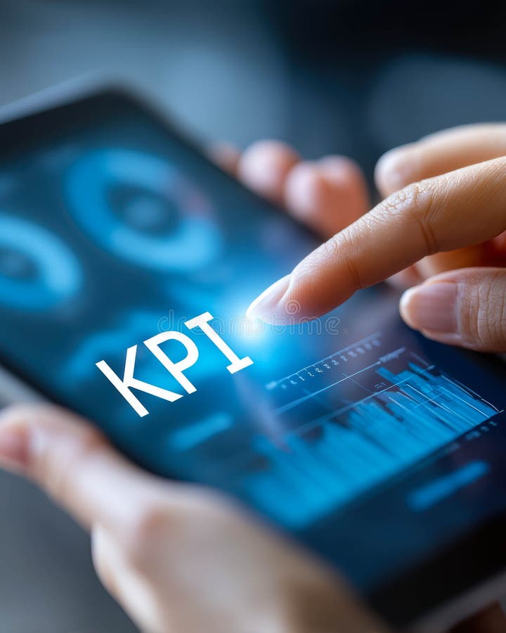 Businessman Engaged in Digital Analysis of Key Performance Indicators ...