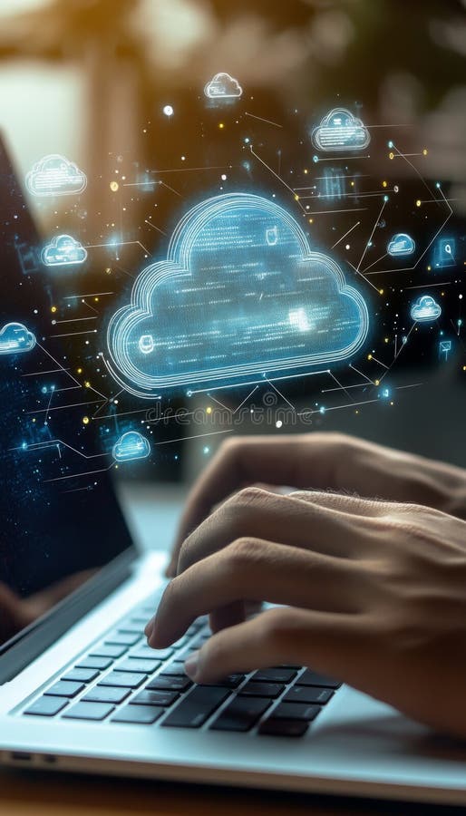 Businessman Engaged in Online Work with Cloud Technology and Digital ...