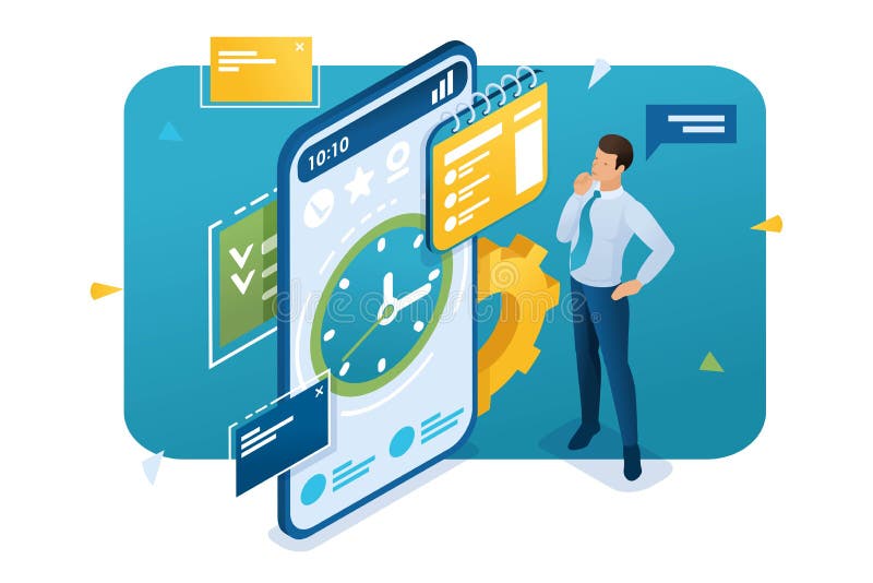 Businessman Engaged in Time Management Using the Application on the ...