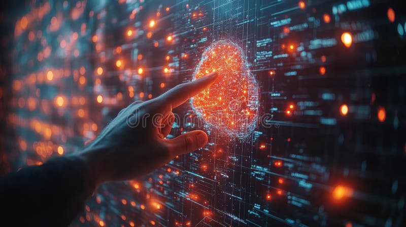 Businessman Interacts with AI Brain for Predictive Data Analysis Stock ...