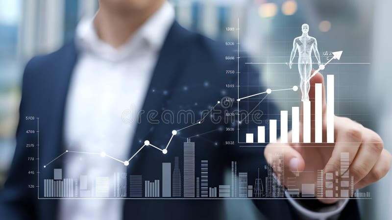 Businessman Enhancing Human Potential with Graphical Interface Showing ...