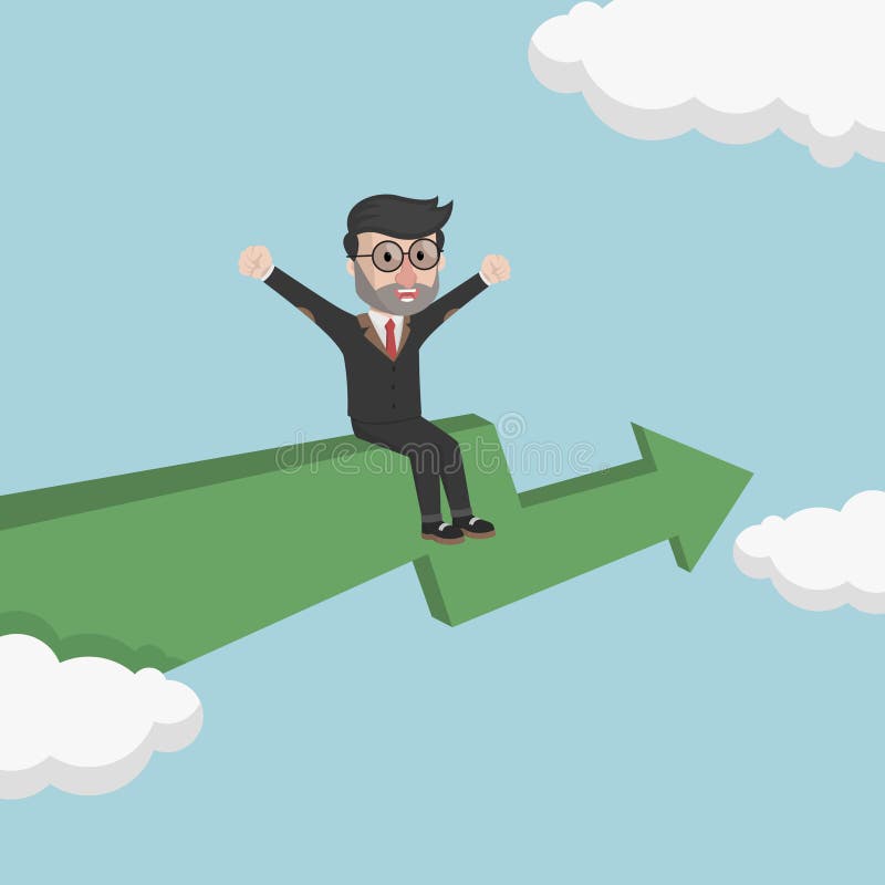 Businessman Enjoyed Up Progress Color Illustration Stock Vector ...