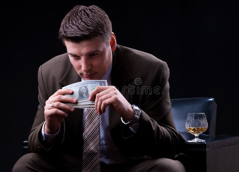 Businessman Enjoying a Lot Money Stock Photo - Image of model, male ...