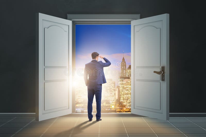 Man Entering Large Door Stock Photos - Free & Royalty-Free Stock Photos ...