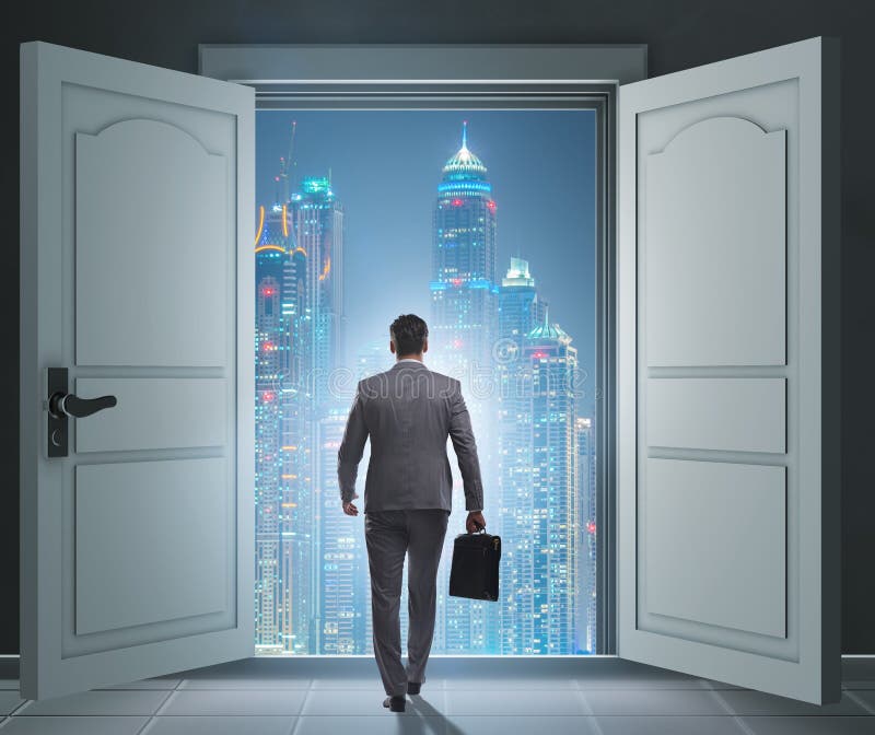 Man Entering Large Door Stock Photos - Free & Royalty-Free Stock Photos ...