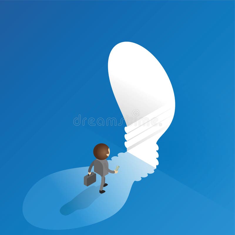 Businessman Entering the Light Bulb Stock Vector - Illustration of ... Businessman Entering the Light Bulb Stock Vector - Illustration of ...