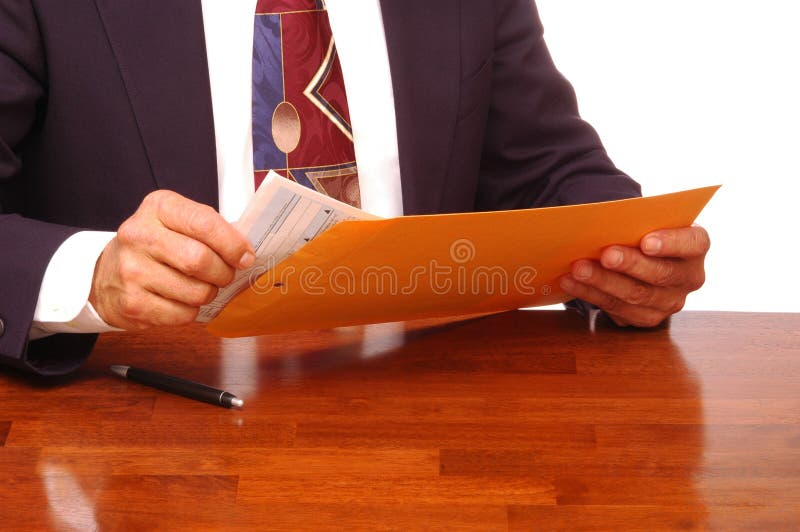 Businessman with Envelope and Forms Stock Image - Image of documents ...