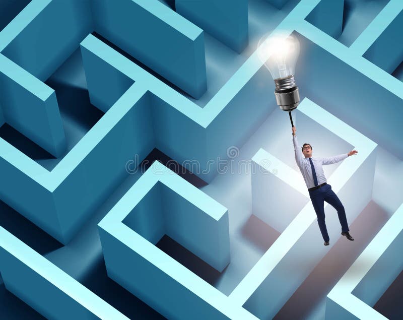 Businessman Escaping from Maze on Balloon Stock Image - Image of ...
