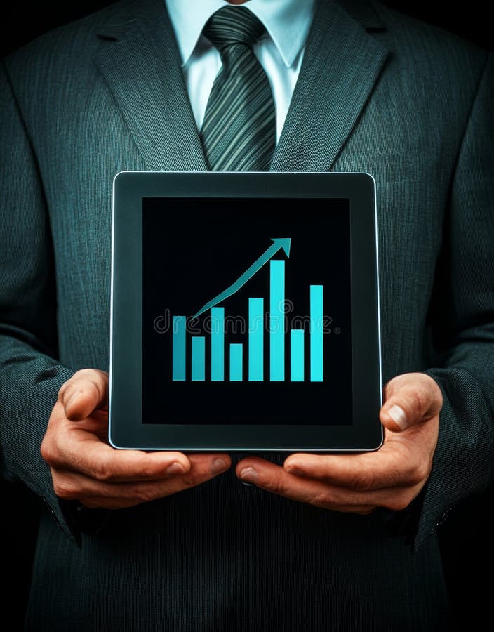 A Businessman Examines Sales Data and Economic Growth, Utilizing Modern ...