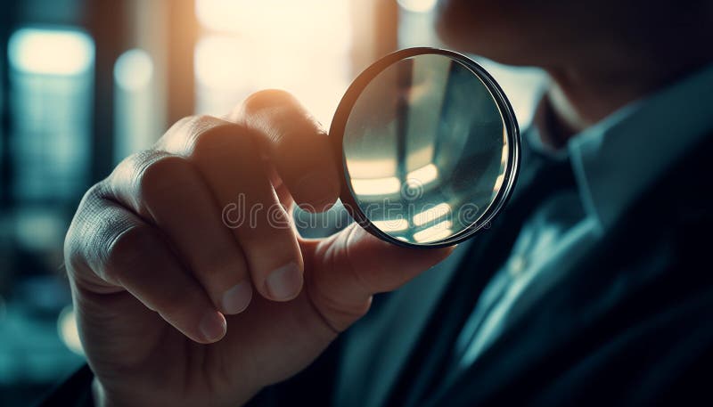 Businessman Examining Material with Magnifying Glass Closely Generated ...