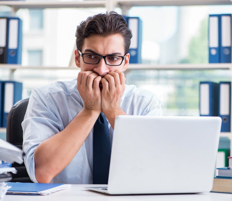 Businessman with Excessive Work Paperwork Working in Office Stock Image ...