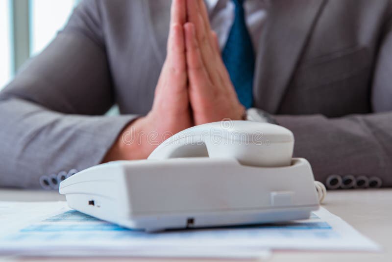 The Businessman Expecting Important Call on Phone Stock Image - Image ...