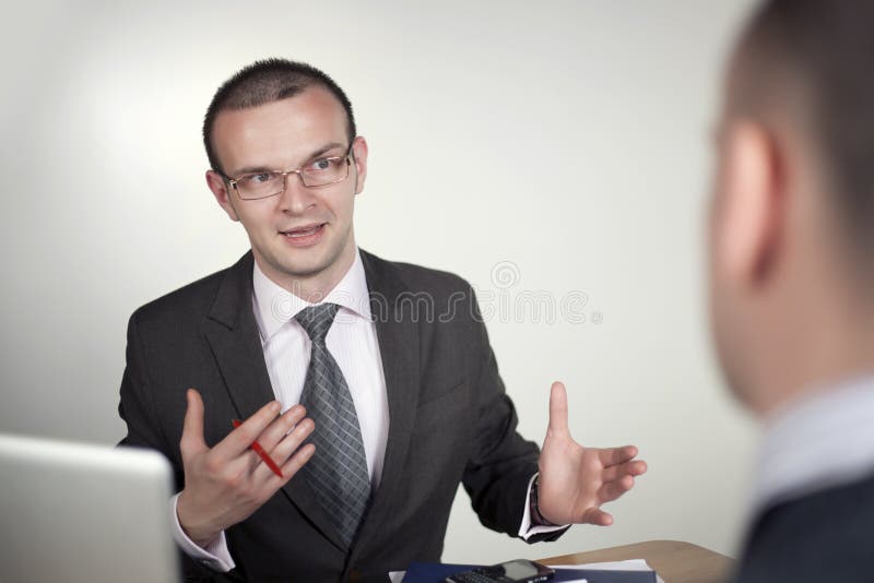 Businessman explaining stock photo. Image of friendship - 14431606
