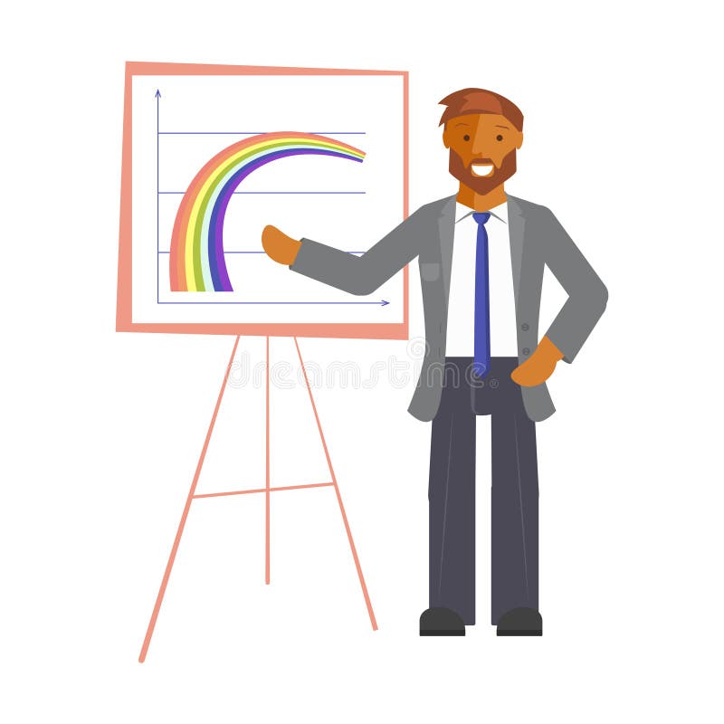 Businessman Explaining Charts Stock Vector - Illustration of pointing ...