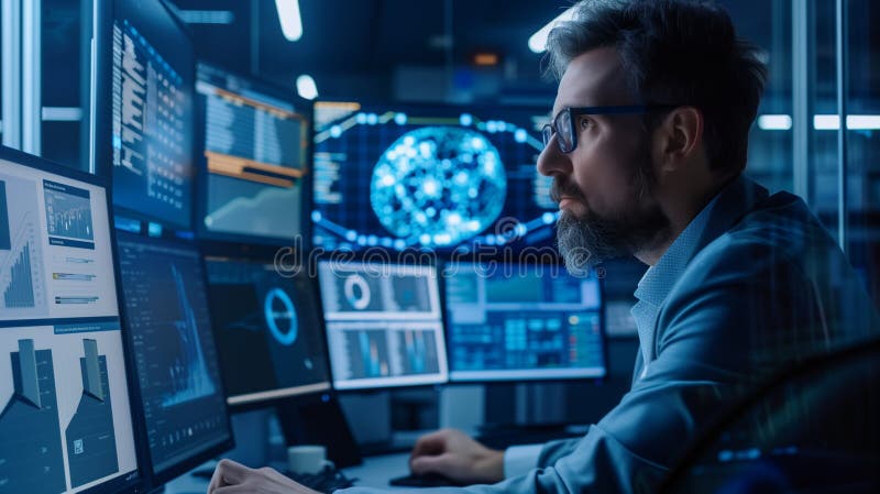 Businessman Explaining a Plan on a Computer, Illustrating Modern ...