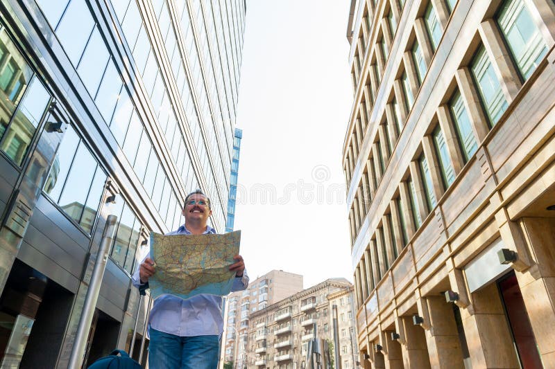 Businessman Exploring the City Guide Stock Image - Image of caucasian ...