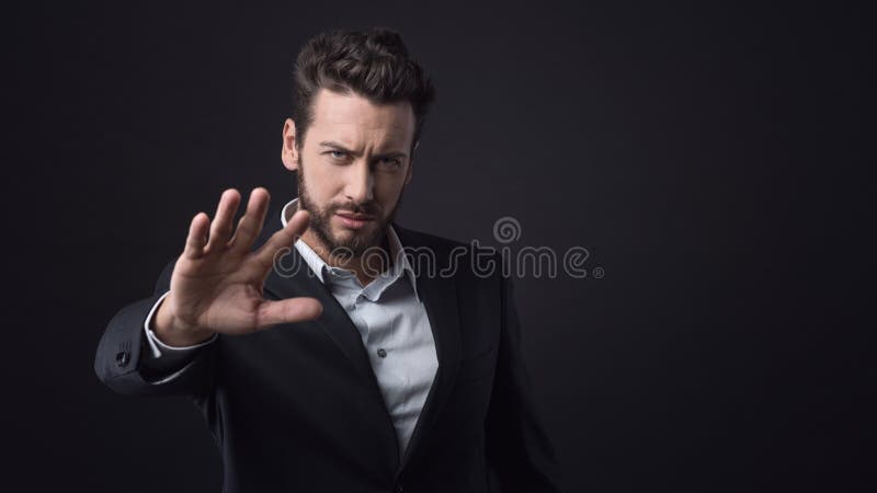 Businessman Expressing Denial Stock Image - Image of contrasts ...