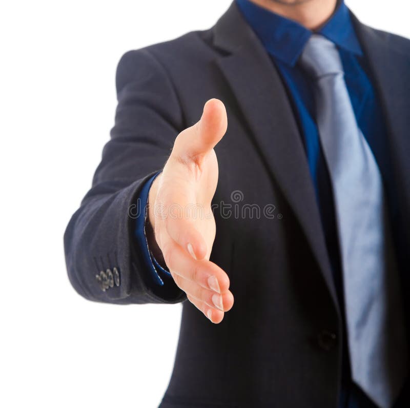 A Business Man with an Open Hand Extended To Handshake Stock Photo ...