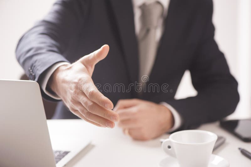 A Businessman is Extending His Hand Stock Photo - Image of suit ...