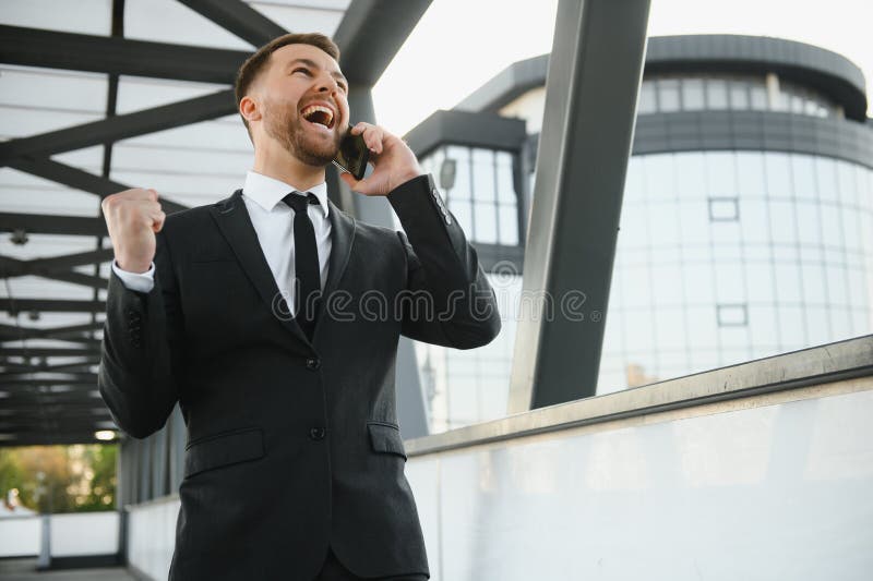 Businessman Exulting for His Success Stock Photo - Image of young ...