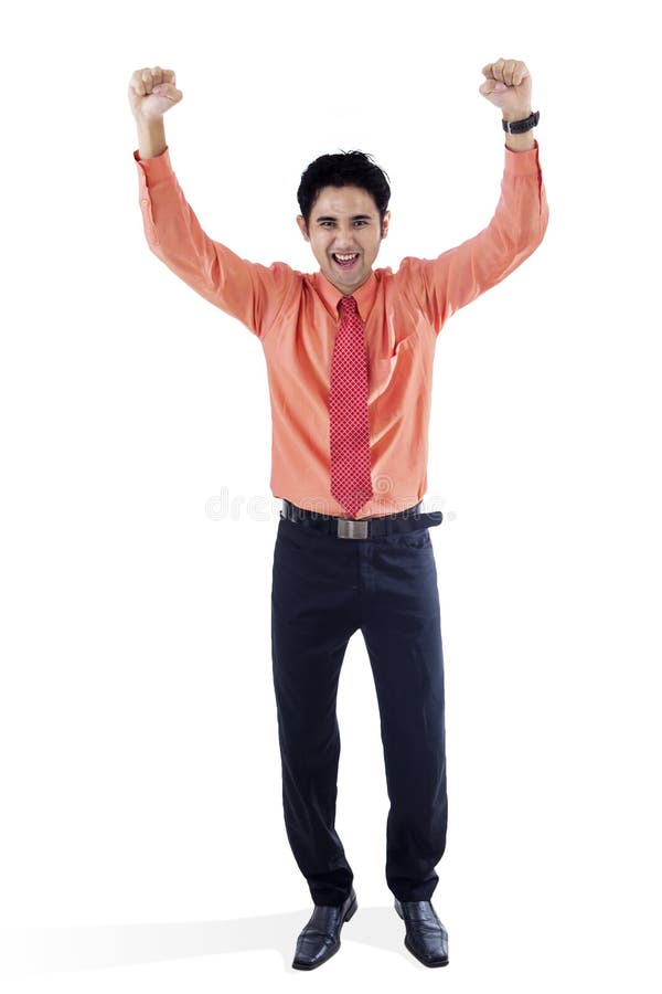 Businessman Exulting Isolated on White Stock Photo - Image of gain ...