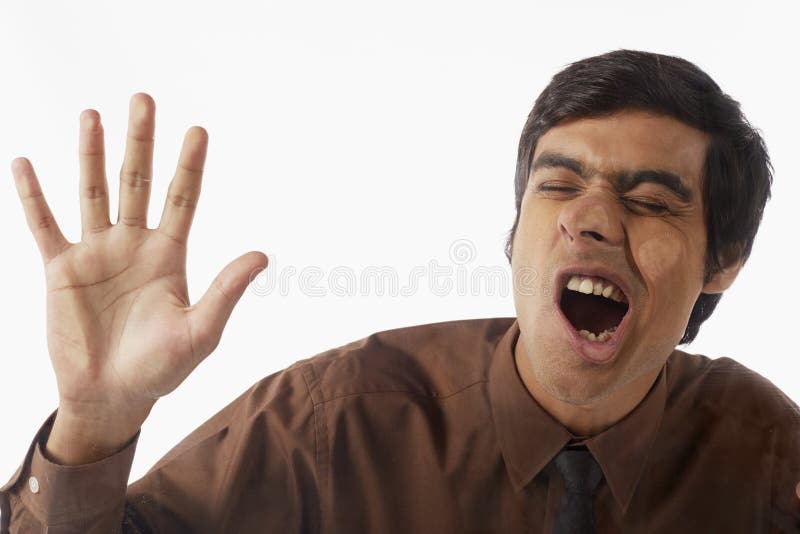 Businessman with Face Against a Glass Stock Photo - Image of individual ...