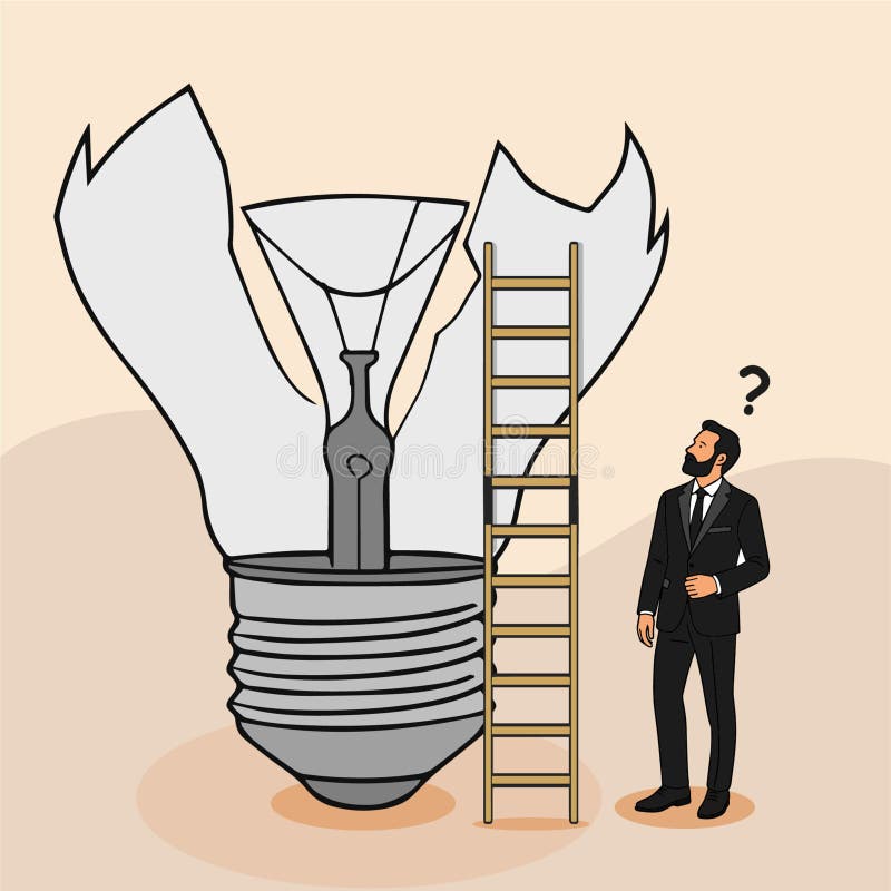 Businessman Facing Broken Idea Concept Vector Illustration Stock Vector ...