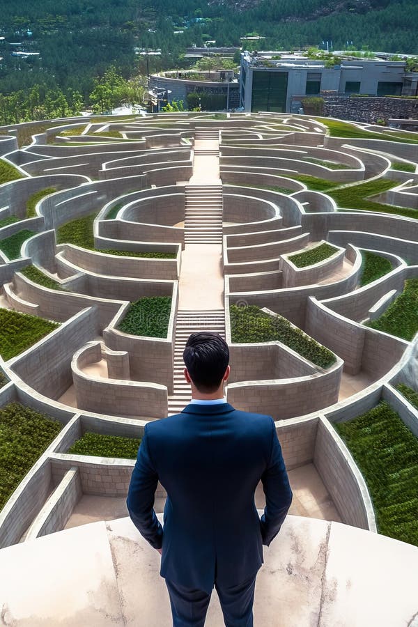 Businessman Facing Career Path, Choices and Challenges. Decision Making ...