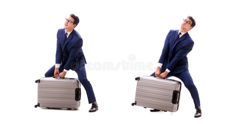 The Businessman Facing Excess Charges Due To Heavy Suitcase Stock Photo ...