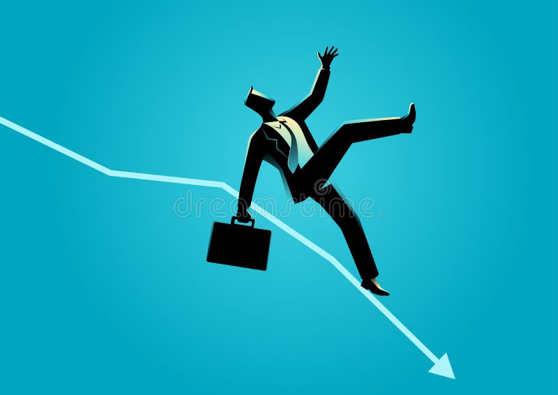 Businessman Fall Down Red Arrow Graph Financial Stock Vector ...