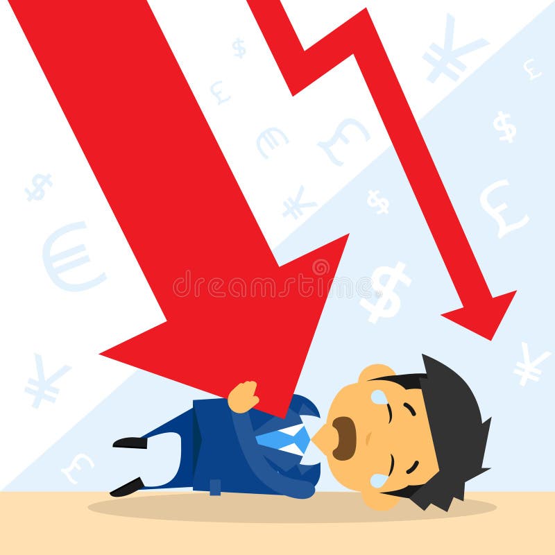 Businessman Fall Down Red Arrow Graph Financial Stock Vector - Illustration of asia, fall: 59911466