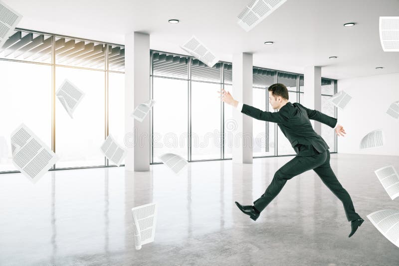 Businessman and Falling Documents Stock Image - Image of real ...