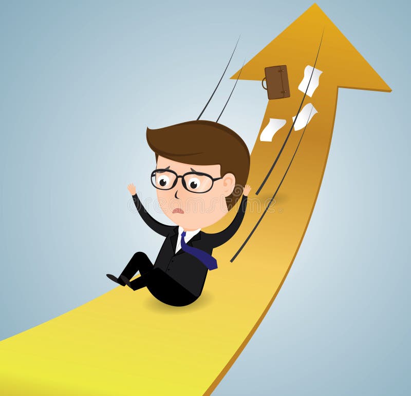 Businessman Falling Down on Arrow Graph Going Down, Business Concept ...