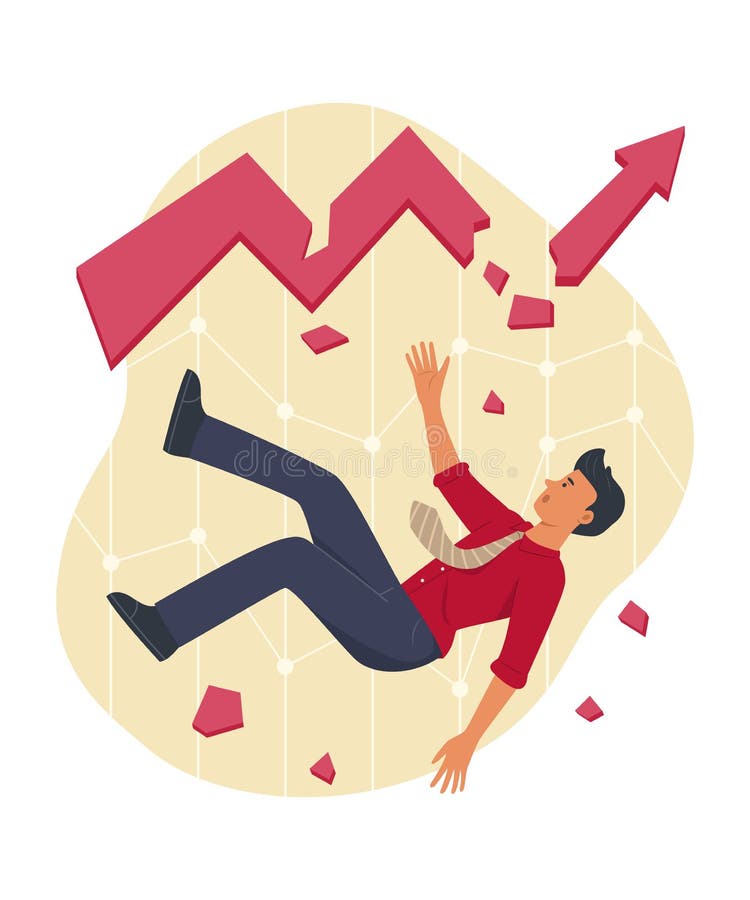 Businessman Falling Down from Broken Graph Chart Concept Illustration ...