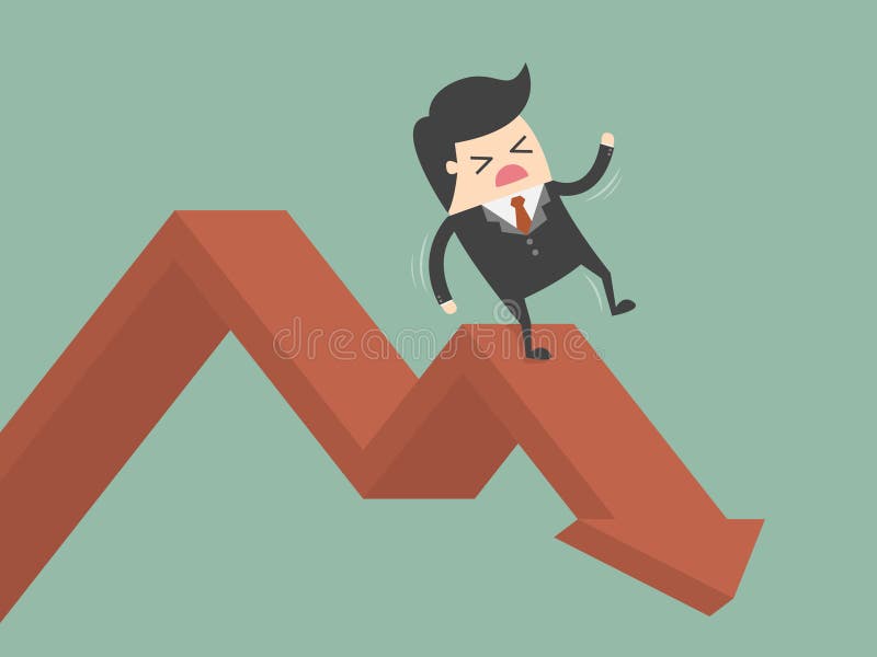 Businessman on Falling Down Chart Stock Vector - Illustration of ...