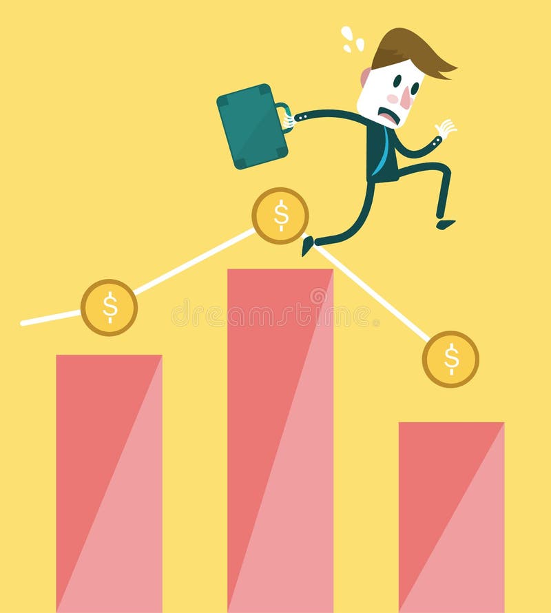 Businessman with Falling Down Graph. Business and Risk of Investment ...